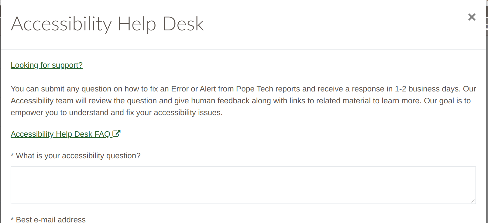 Web Accessibility Help Desk - Pope Tech